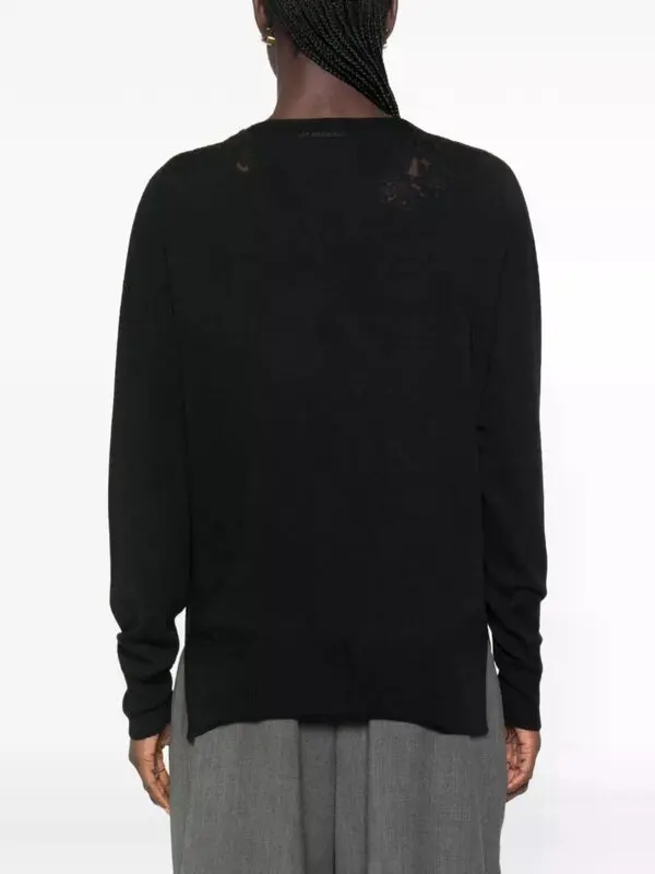 ERMANNO FIRENZE Lace-trim V-neck Sweatshirt