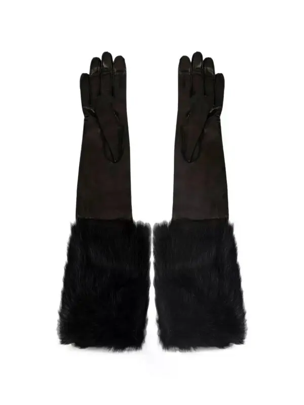 Alberta Ferretti Fur-trim Leather Gloves