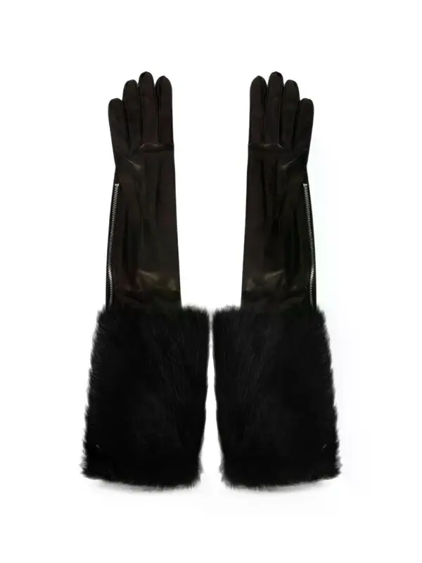 Alberta Ferretti Fur-trim Leather Gloves