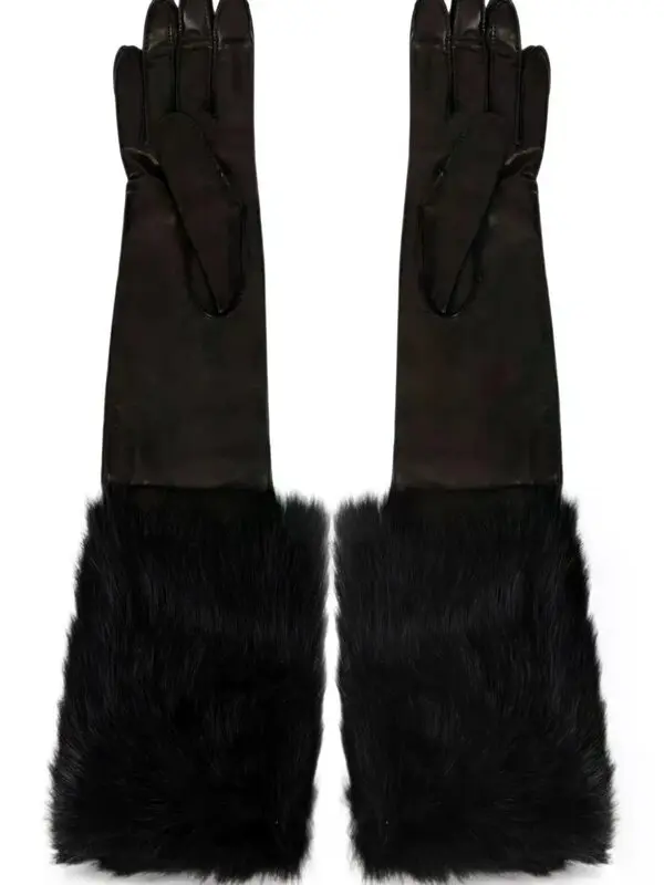 Alberta Ferretti Fur-trim Leather Gloves