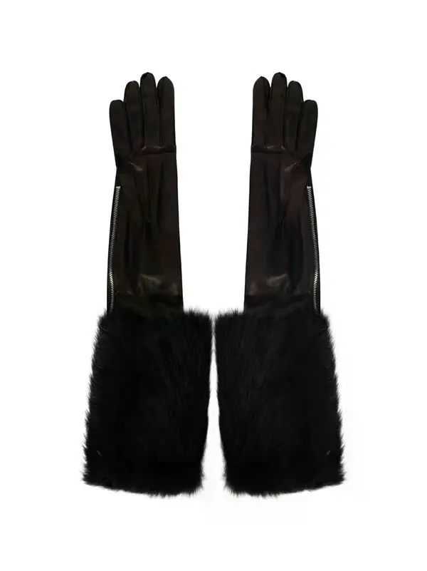 Alberta Ferretti Fur-trim Leather Gloves - Black