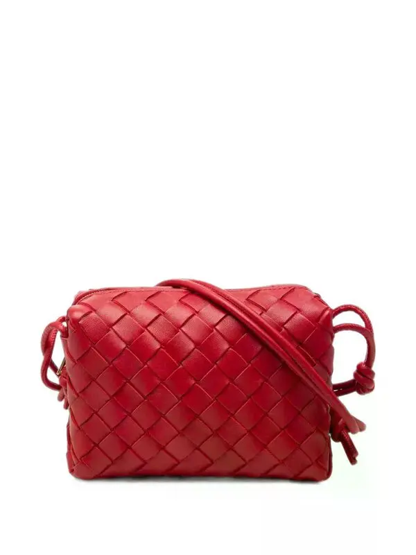 Bottega Veneta Mini Lambskin Intrecciato Loop Camera Bag - Red