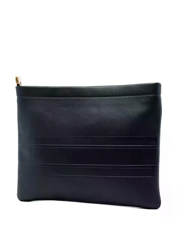 Dior 2020 Embossed Calfskin Logo Zip Clutch Bag
