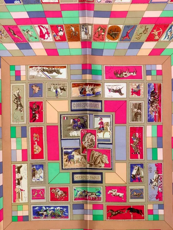 Hermès 1990 Correspondance Silk Scarf 90 Scarves