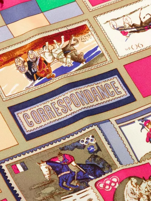 Hermès 1990 Correspondance Silk Scarf 90 Scarves