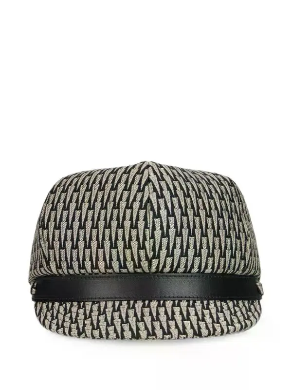 Alberta Ferretti Patterned Leather-trimmed Hat - Black