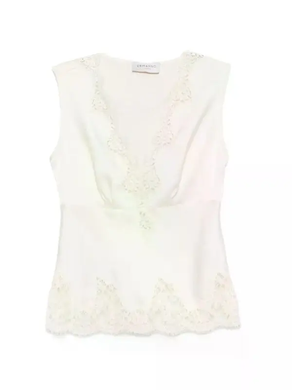 ERMANNO FIRENZE Lace-trim Satin Top