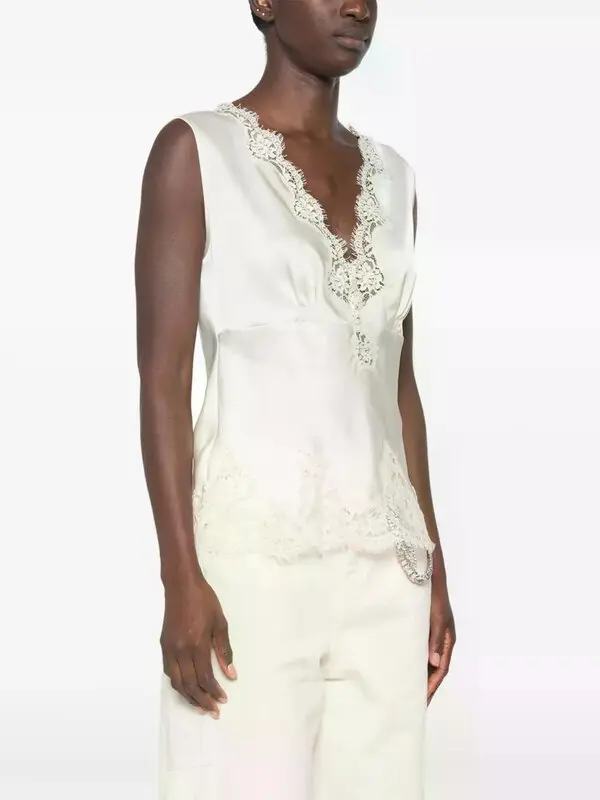 ERMANNO FIRENZE Lace-trim Satin Top
