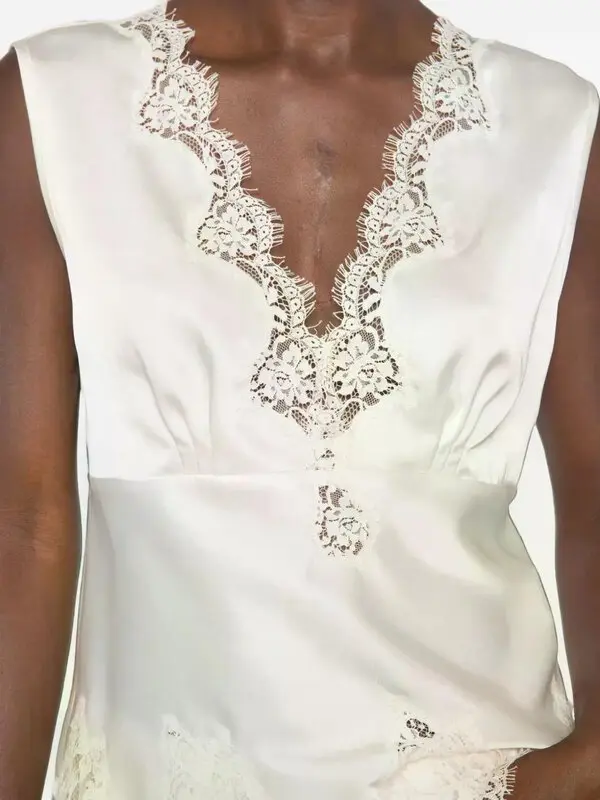 ERMANNO FIRENZE Lace-trim Satin Top