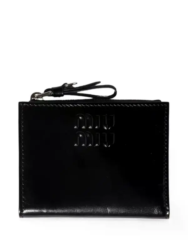 Miu Miu Small Logo-embossed Leather Wallet - Black