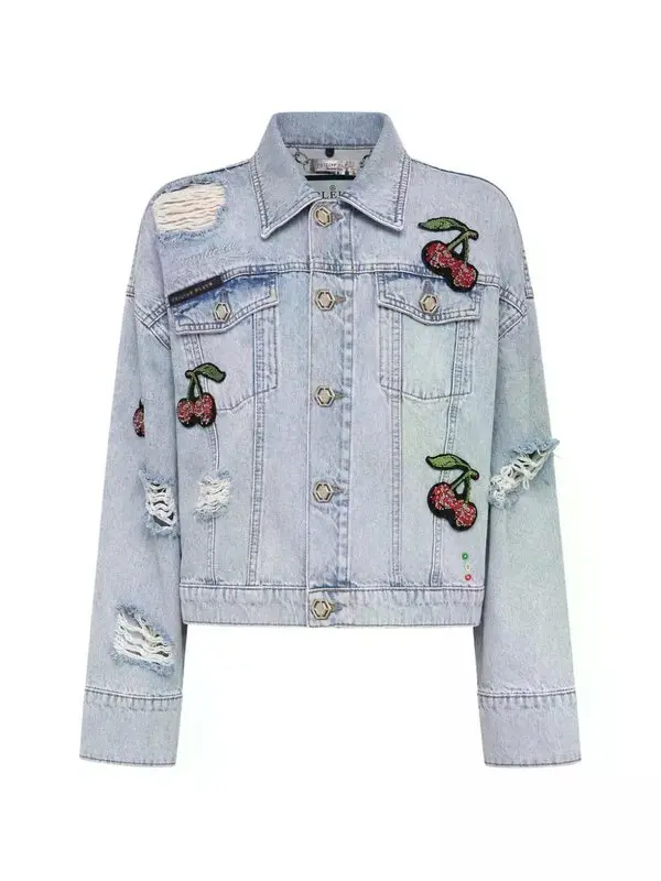 Philipp Plein Embroidered Cherry Denim Jacket