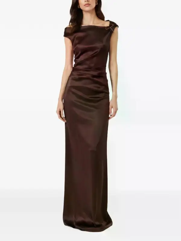 PIANOFORTE Ruched Satin Maxi Dress