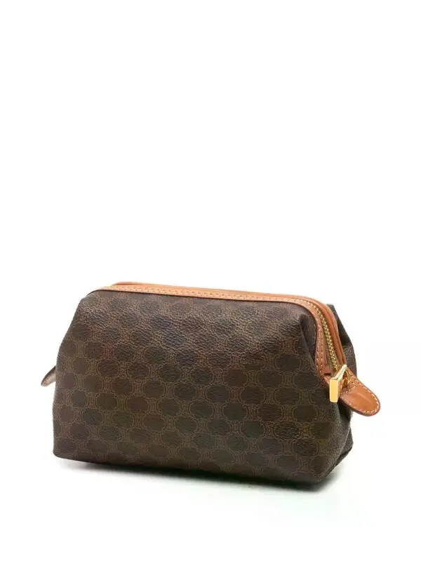 Celine 20th Century Macadam Coated Canvas Pouch - Brown