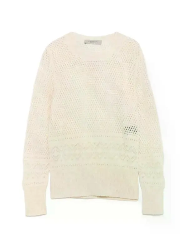 D.exterior Open-knit Pointelle-trim Sweater