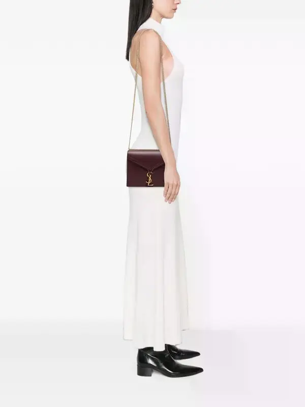 Saint Laurent Smooth Calfskin Monogram Cassandra Clasp Shoulder Bag - Red