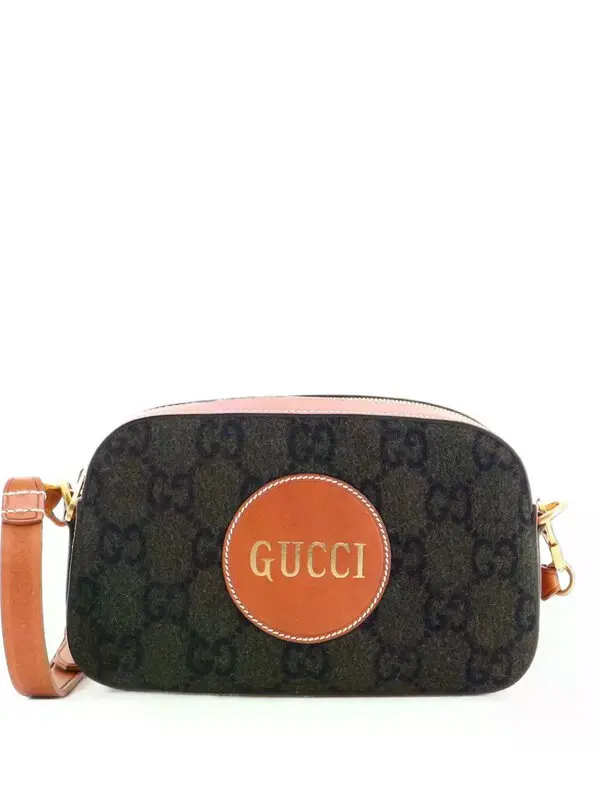 Gucci Off The Grid Camera Bag Gg Wool And Leather Crossbody Bag - Brown