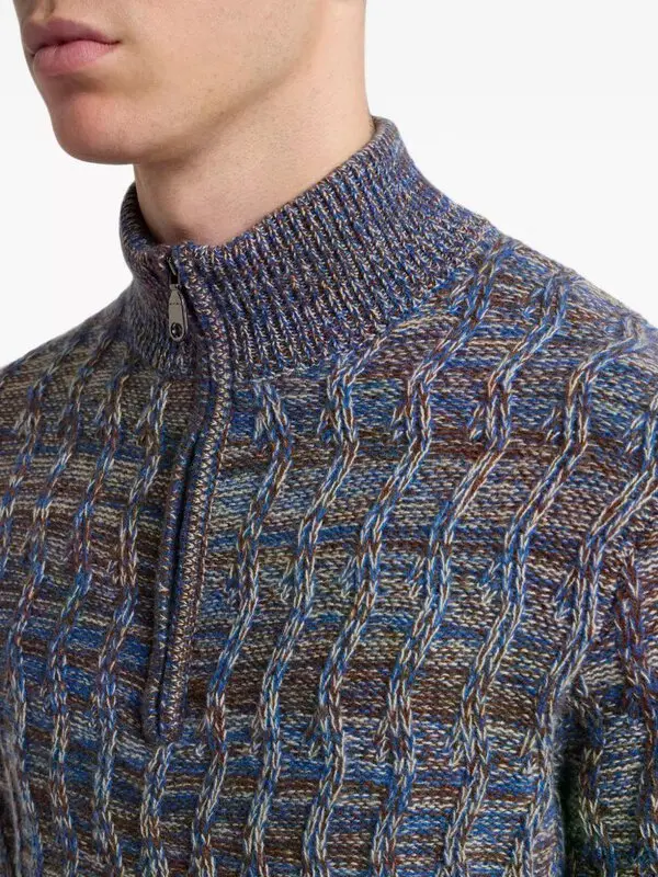 Etro Cable-knit Cashmere Quarter-zip Sweater