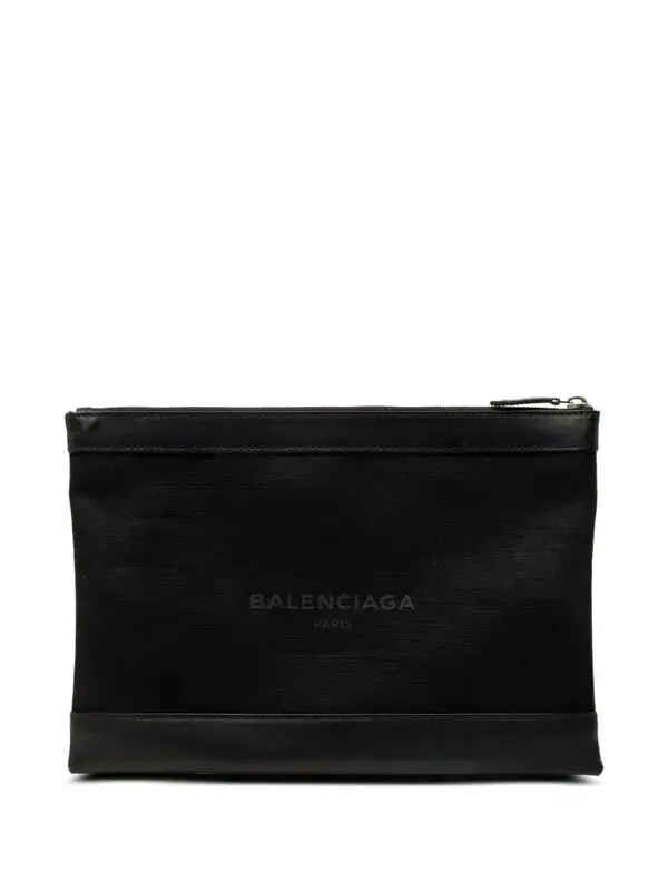 Balenciaga 2018 Canvas Navy Clip M Clutch Bag - Black