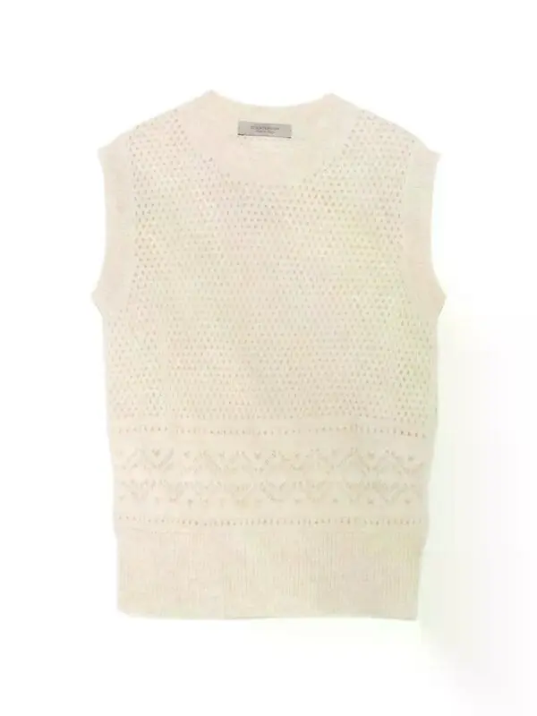 D.exterior Open-knit Sleeveless Sweater - Neutrals