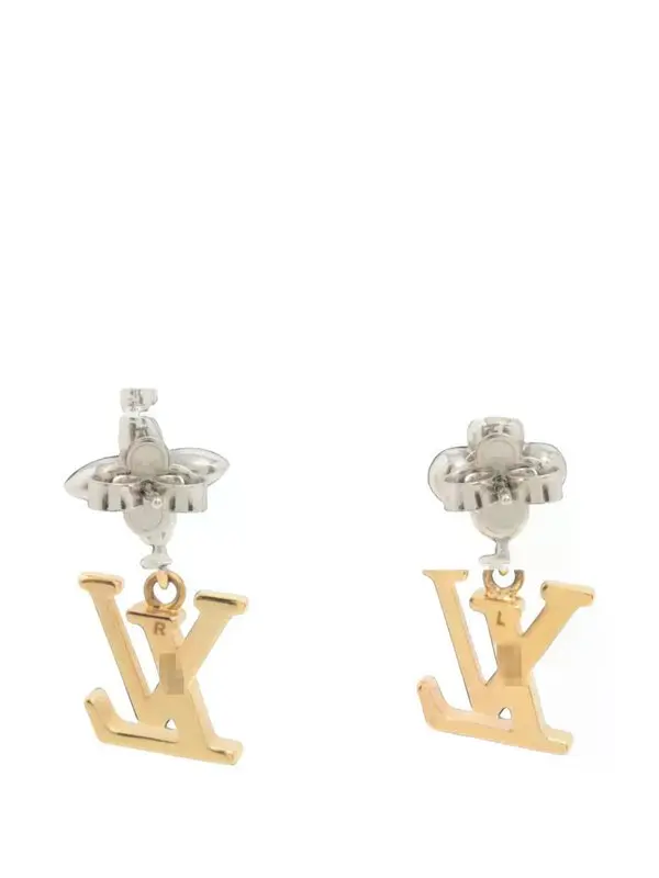 LOUIS VUITTON Two-tone Iconic Flower & Charm Drop Earrings