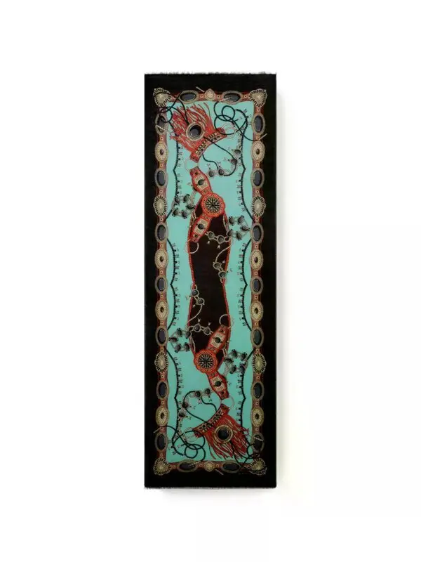 Etro Wool And Cashmere Scarf With Jewel Motif - Blue