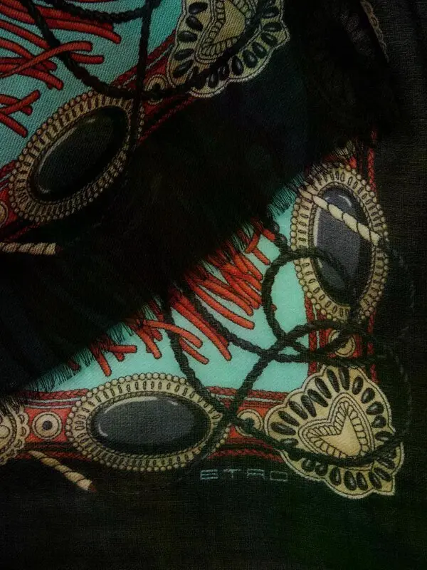 Etro Wool And Cashmere Scarf With Jewel Motif