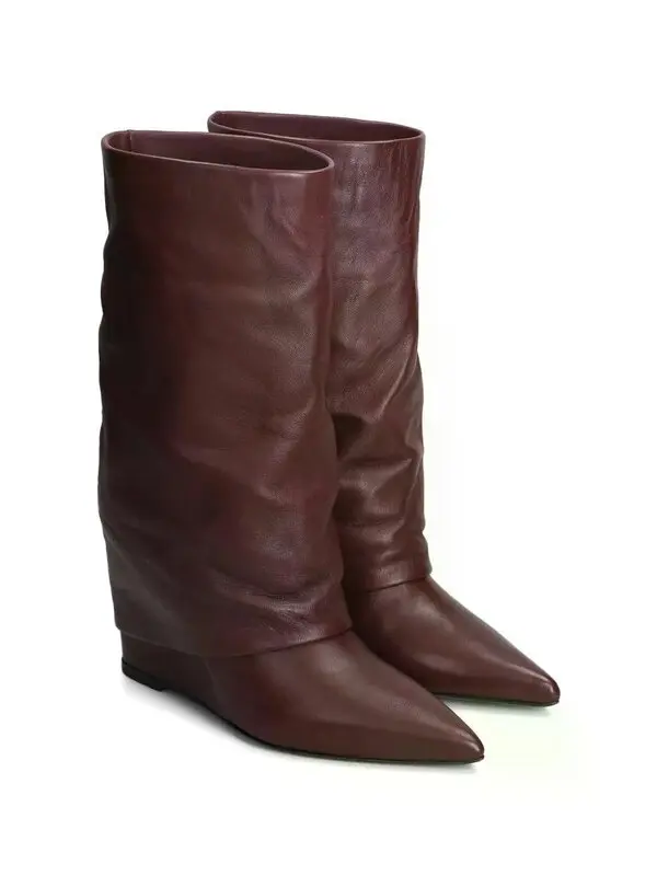 THE SELLER Slouchy Pointed-toe Wedge Boots - Red