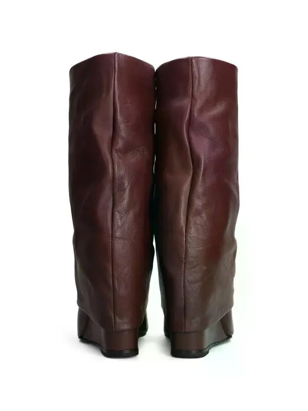 THE SELLER Slouchy Pointed-toe Wedge Boots - Red