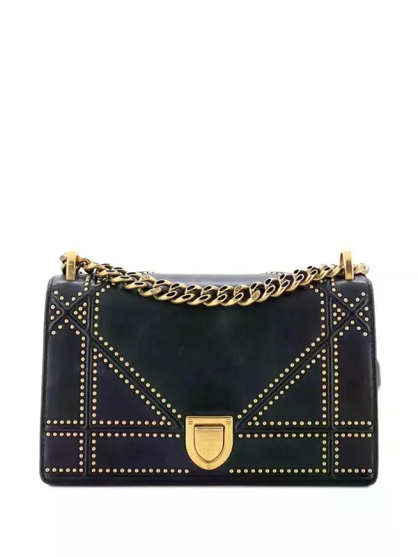 Dior Diorama Flap Bag Studded Leather Small Shoulder Bag - Black