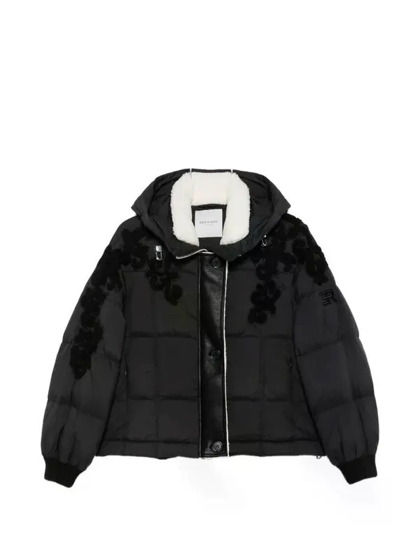 ERMANNO FIRENZE Quilted Floral Appliqué Hooded Coat