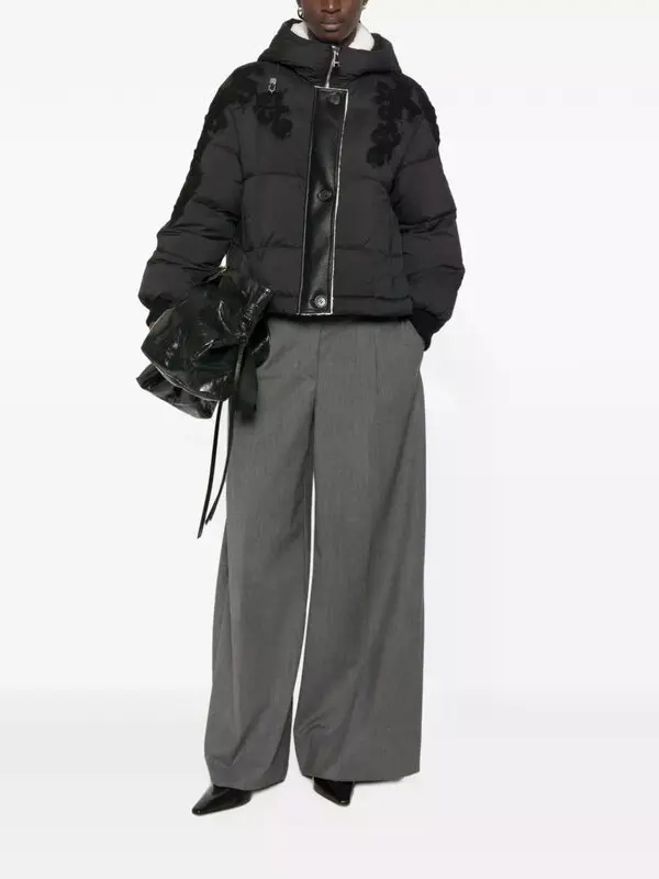 ERMANNO FIRENZE Quilted Floral Appliqué Hooded Coat