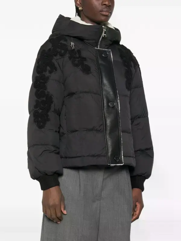 ERMANNO FIRENZE Quilted Floral Appliqué Hooded Coat