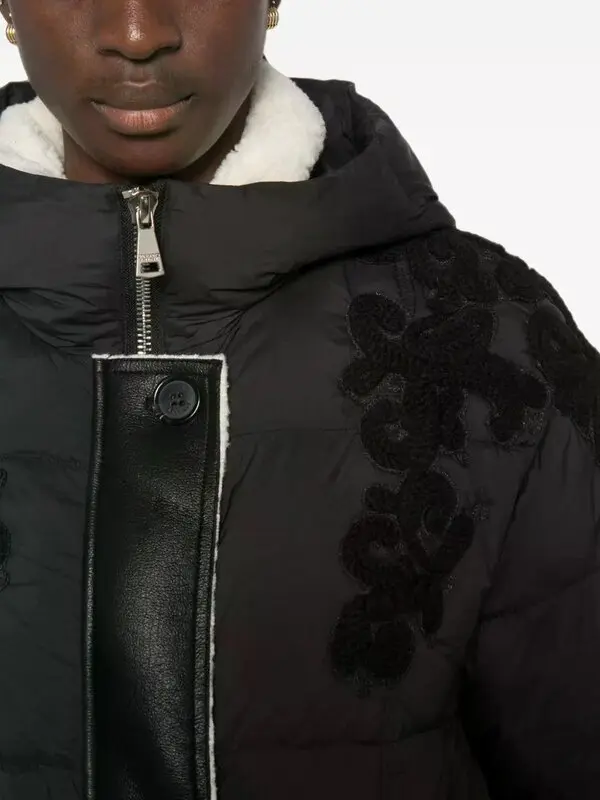 ERMANNO FIRENZE Quilted Floral Appliqué Hooded Coat