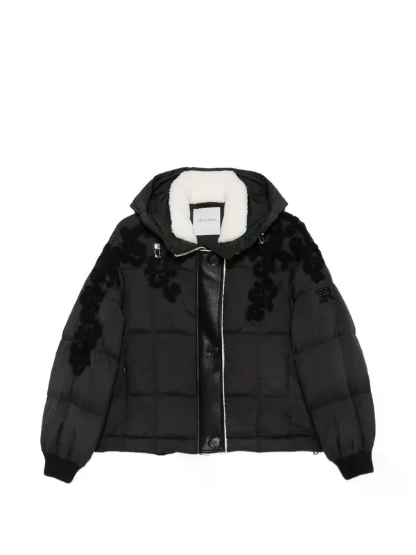ERMANNO FIRENZE Quilted Floral Appliqué Hooded Coat
