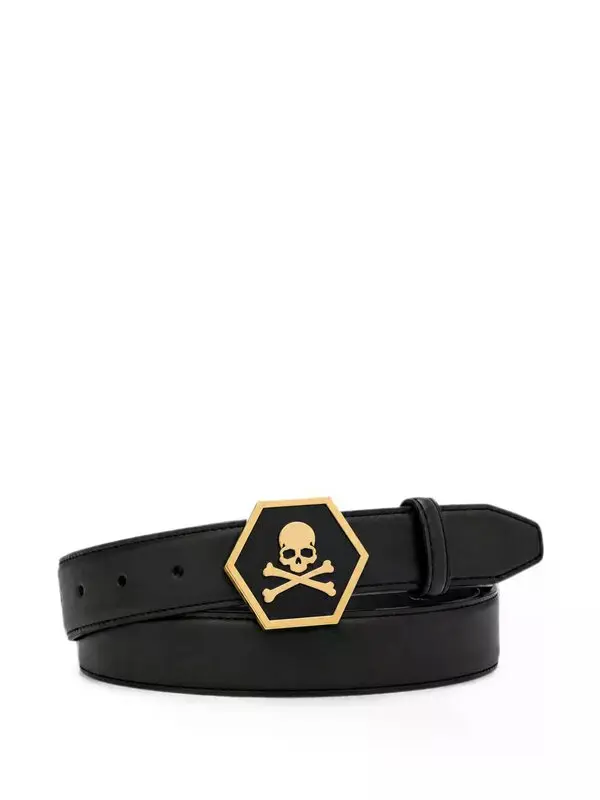 Philipp Plein Leather Belt With Skull Buckle - Black