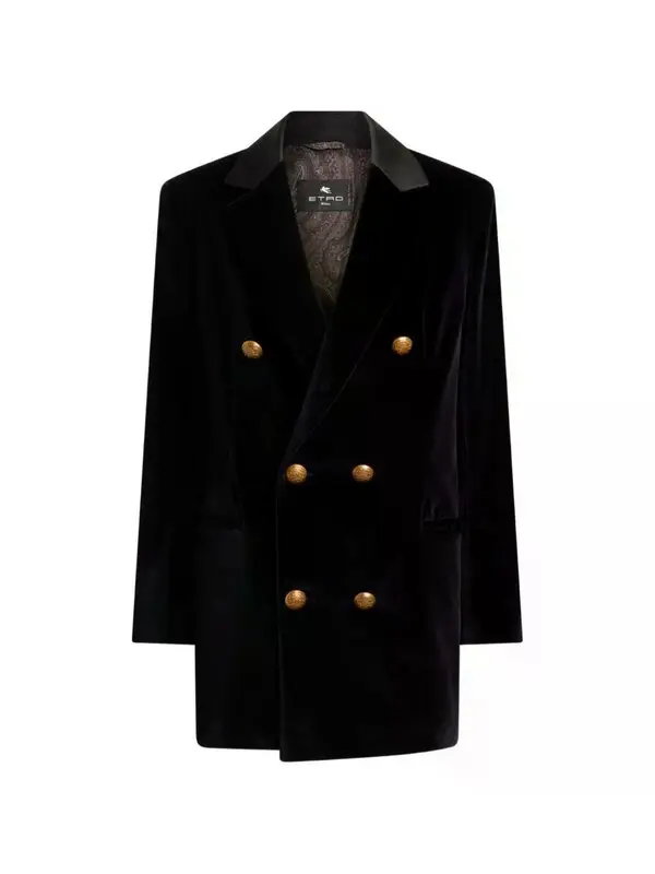 Etro Long Double-breasted Stretch Cotton Velvet Jacket