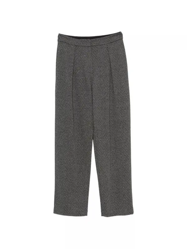 Emporio Armani Herringbone-pattern Pleated Trousers - Black