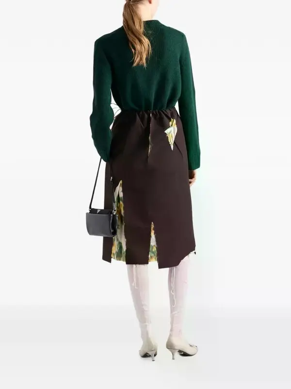 Prada Bonded Gabardine Skirt With Devoré Effect