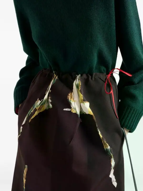Prada Bonded Gabardine Skirt With Devoré Effect