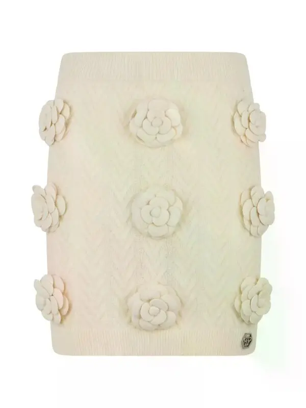Philipp Plein Knitted Mini Skirt With Rose Embellishments