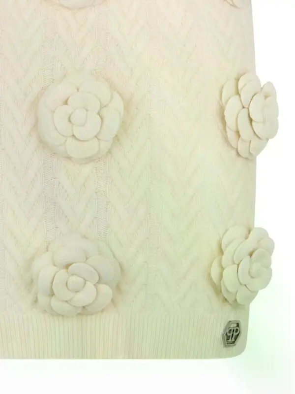 Philipp Plein Knitted Mini Skirt With Rose Embellishments