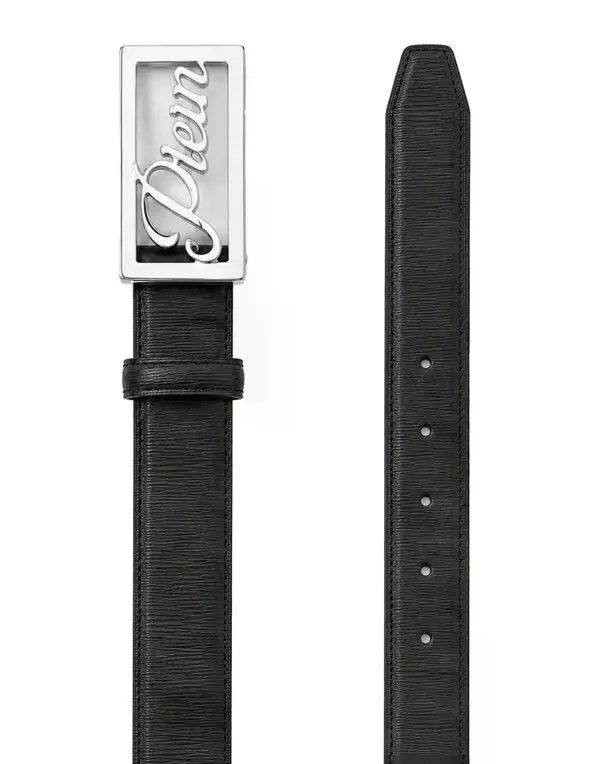 Philipp Plein Saffiano Leather Belt With Openwork Buckle