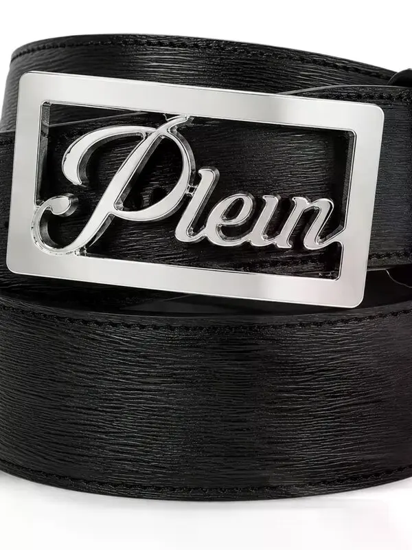 Philipp Plein Saffiano Leather Belt With Openwork Buckle