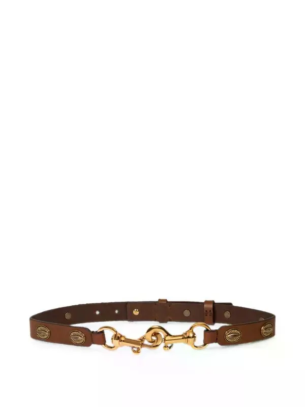 Etro Leather Pony Belt With Oval-shaped Studs
