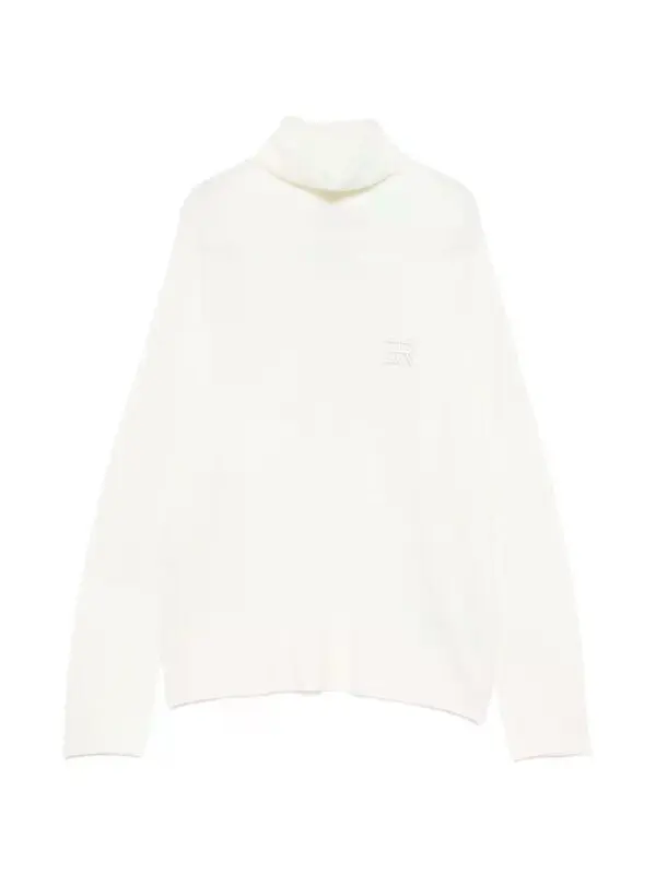 ERMANNO FIRENZE Embroidered Logo Roll-neck Sweater - Neutrals