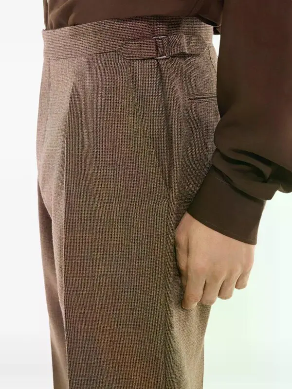 FURSAC Pleated Wool Trousers With Micro-check Pattern