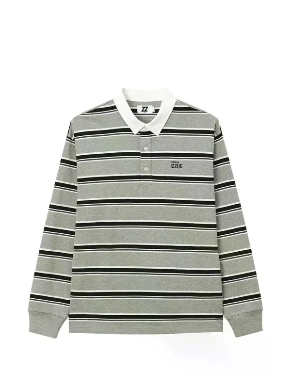 Izzue Horizontal-stripe Long-sleeve Polo Shirt