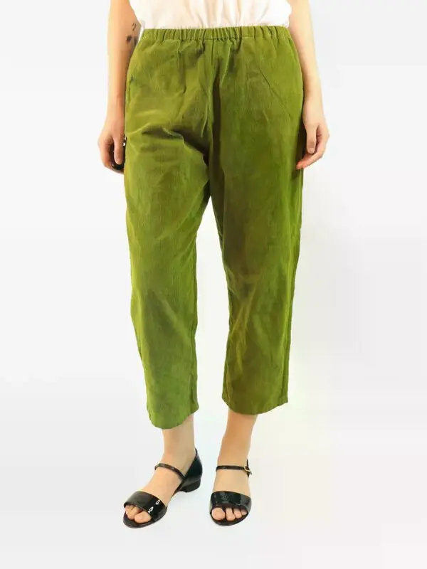 Apuntob Elasticated Corduroy Cropped Trousers
