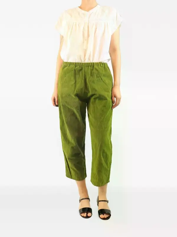 Apuntob Elasticated Corduroy Cropped Trousers