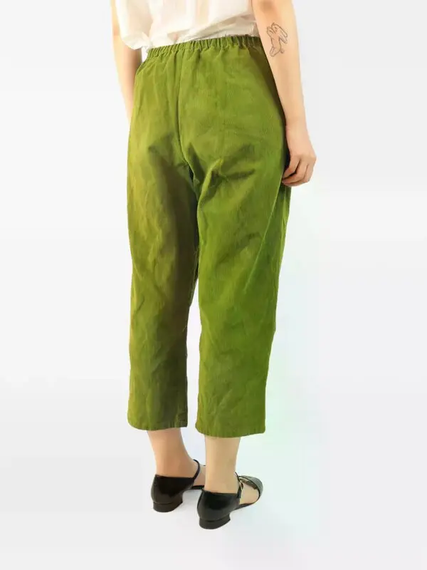 Apuntob Elasticated Corduroy Cropped Trousers